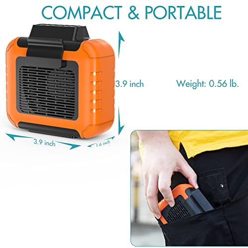 COMLIFE Portable Waist Clip Fan, 6000mAh Rechargeable Battery Powered USB Input & Output Ports Included, Max.24H Working, 3 Speeds, Hand Free Waist Fan with Lanyard & Belt for Hiking Fishing Jobsite