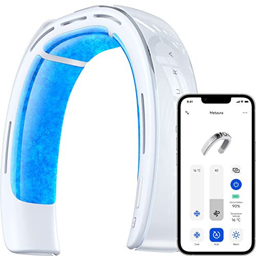 iSwift Metaura Pro Personal Air Conditioner, [Truly Cool Wind] [AI Temperature Control] Wireless Smart Rechargeable AC, Wearable Wrap-around Bladeless Neck Fan, Portable Fan for Travel (Glacier White)