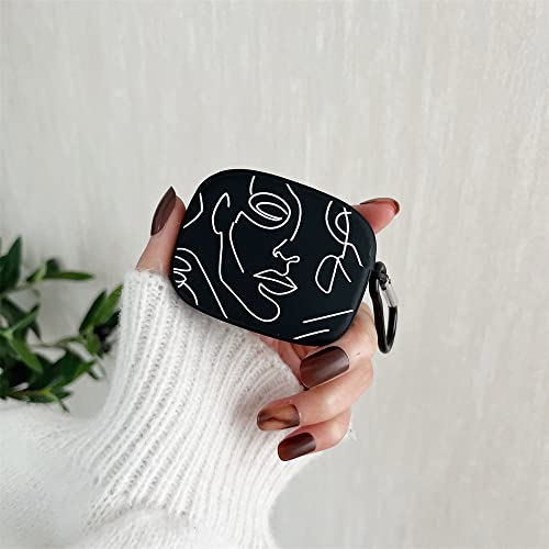 Compatible with Apple Airpods Pro Earphone Case for Pro 2 Art Abstract Line Face Design Headphone Case Cute Silicone Charging Box with Keychain for Airpods Pro/Pro2 - Black