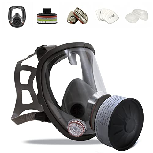 Full Face Respirаtor, Compatible with 40 mm Filter Canister and Activated Carbon Air Filter for Industrial, Welding, Polishing, Chemical Handling, Painting