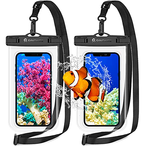 Syncwire IPX8 Waterproof Phone Pouch with Lanyard 2 Pack & IP68 Waterproof Fanny Bag with Adjustable Waist Strap 2 Pack for iPhone Samsung Galaxy and More, Beach Accessories, vacation must haves