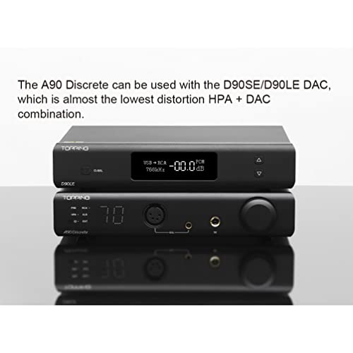 Topping A90 Discrete Fully Discrete Balanced Headphone Amplifier HiFi NFCA 4Pin XLR/4.4MM Balanced/6.35MM SE Out 9800mWx2 Desktop Headphone Amp Preamp with Remote Control (Black)