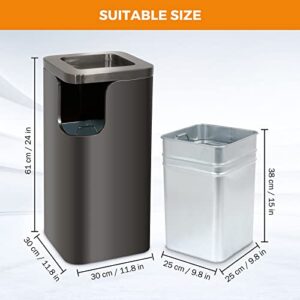 BEAMNOVA Stainless Steel Trash Can with Lid 13Gal Inside Barrel Black Premium Quality Commercial Waste Container Garbage Enclosure for Indoor Hotel Kitchen Home Patio, 30x30x61cm/11.8x11.8x24.0 in