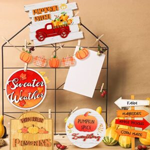 Thanksgiving Tiered Tray Decor Set Fall Tiered Tray Centerpiece Wooden Tabletop Signs Pumpkin Truck Spice Blocks Directional Sign Rustic Farmhouse Autumn Harvest Decorations (Pumpkin Style, 10 Pcs)