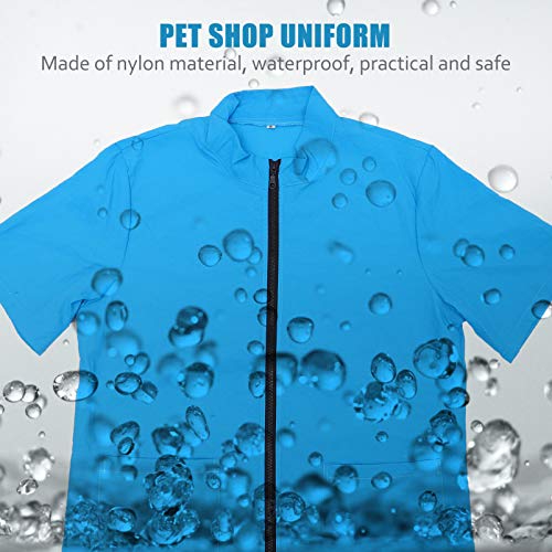 UKCOCO Pet Grooming Smock- Dog Grooming Smock with Full Zipper Anti- Static Pet Grooming Work Clothes Pet Beautician Jacket Smock Dog Cat Groomer Cosmetologist Uniforms for Pet Shop for Men& Women