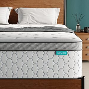 serweet 8 inch memory foam hybrid twin mattress - 5-zone pocket innersprings motion isolation - heavier coils for durable support -pressure relieving - medium firm - made in north america