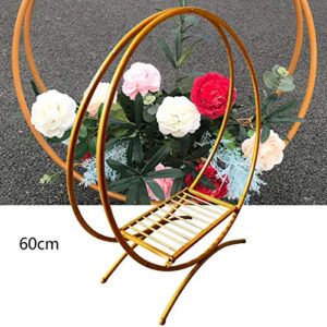 Fichiouy Gold 23.6in Wedding Hoop Cake Stand for Ceremony, Metal Circle Flower Hoop Arch Dessert Cupcake Display Stand Decoration for Wedding/Birthday/Anniversary Party (Gold 60cm(23.6in))