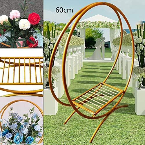 Fichiouy Gold 23.6in Wedding Hoop Cake Stand for Ceremony, Metal Circle Flower Hoop Arch Dessert Cupcake Display Stand Decoration for Wedding/Birthday/Anniversary Party (Gold 60cm(23.6in))