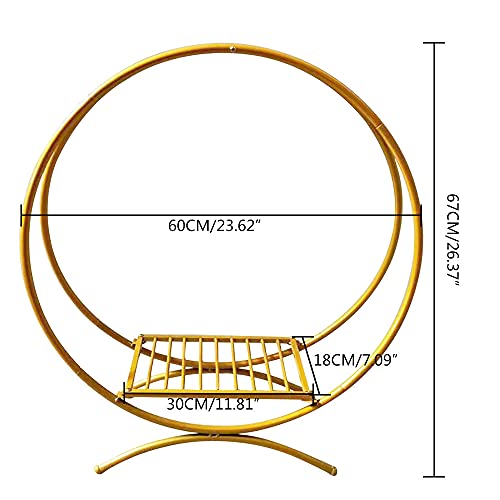 Fichiouy Gold 23.6in Wedding Hoop Cake Stand for Ceremony, Metal Circle Flower Hoop Arch Dessert Cupcake Display Stand Decoration for Wedding/Birthday/Anniversary Party (Gold 60cm(23.6in))