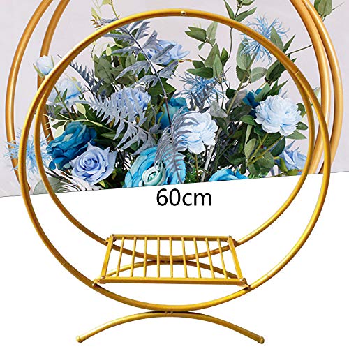 Fichiouy Gold 23.6in Wedding Hoop Cake Stand for Ceremony, Metal Circle Flower Hoop Arch Dessert Cupcake Display Stand Decoration for Wedding/Birthday/Anniversary Party (Gold 60cm(23.6in))