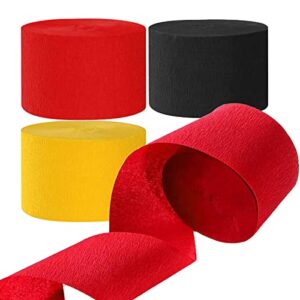 black red and yellow crepe paper streamers 1.8 inch widening 6 rolls party streamer festival party decorations,a roll of 25m/82ft per volume for birthday party,wedding decoration