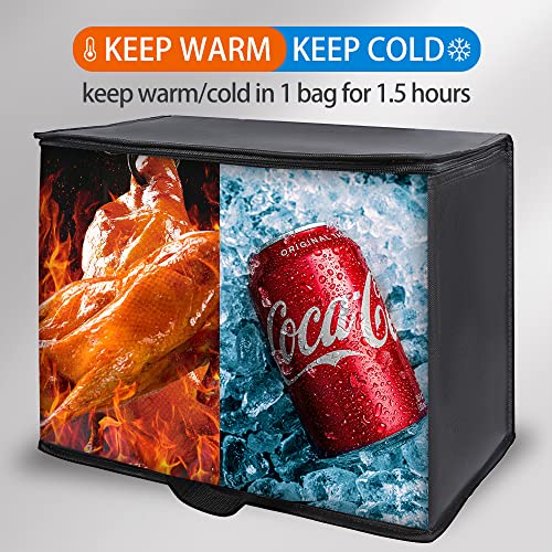 Bodaon 5-Pack Insulated Reusable Grocery Shopping Bag, X-Large Frozen Food Cold, Cooler Bags with Zippered Top, Black