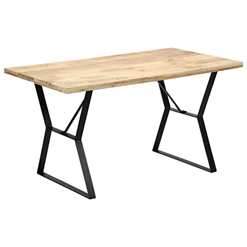 Tidyard Dining Table Mango Wood Tabletop Dinner Table Iron Legs Industrial Style for Kitchen, Dining Room, Home Furniture 55.1 x 31.4 x 29.9 Inches (L x W x H)