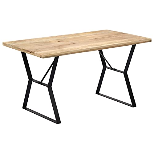 Tidyard Dining Table Mango Wood Tabletop Dinner Table Iron Legs Industrial Style for Kitchen, Dining Room, Home Furniture 55.1 x 31.4 x 29.9 Inches (L x W x H)