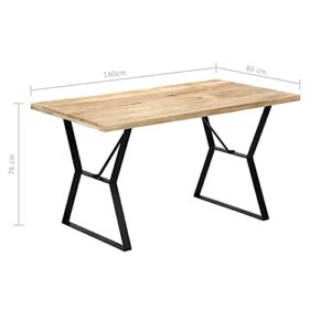 Tidyard Dining Table Mango Wood Tabletop Dinner Table Iron Legs Industrial Style for Kitchen, Dining Room, Home Furniture 55.1 x 31.4 x 29.9 Inches (L x W x H)