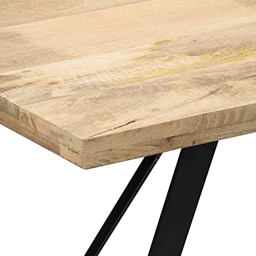 Tidyard Dining Table Mango Wood Tabletop Dinner Table Iron Legs Industrial Style for Kitchen, Dining Room, Home Furniture 55.1 x 31.4 x 29.9 Inches (L x W x H)