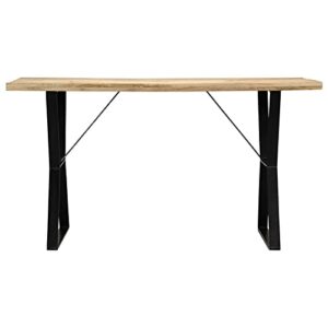 Tidyard Dining Table Mango Wood Tabletop Dinner Table Iron Legs Industrial Style for Kitchen, Dining Room, Home Furniture 55.1 x 31.4 x 29.9 Inches (L x W x H)