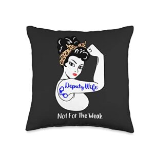 deputy family by july weak funny leopard deputy wife throw pillow, 16x16, multicolor