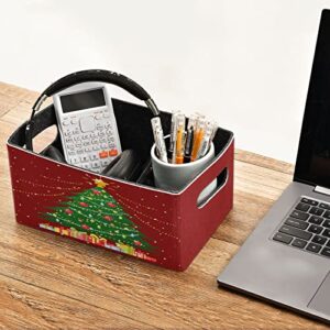 Christmas Tree Red Storage Basket Felt Storage Bin Collapsible Toy Boxs Empty Gift Baskets Organizer for Home Office Shelf Car