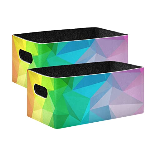 Rainbow Mosaic Storage Basket Felt Storage Bin Collapsible Towel Storage Convenient Box Organizer for Pet Supplies Magazine