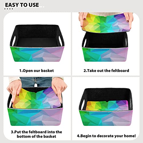 Rainbow Mosaic Storage Basket Felt Storage Bin Collapsible Towel Storage Convenient Box Organizer for Pet Supplies Magazine