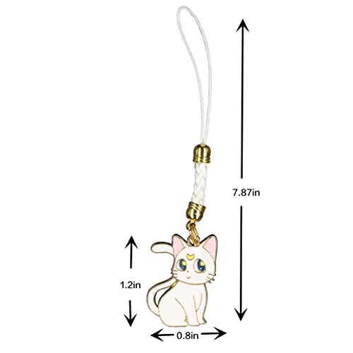 Showkanbay Fashion Cute Straps Decor Lanyards Kawaii Phone Charm Keys Mobile Phone Headphone Strap Hanging Rope Smartphone Charms (white cat)