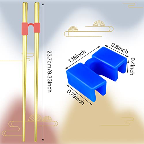 5 Pairs Reusable Chopstick Helpers Non Slippery Training Chopsticks for Adult Replaceable Practice Chopsticks Heat Resistant Chopsticks Holder with Clip for Trainer(Bright Colors,Stainless Steel)