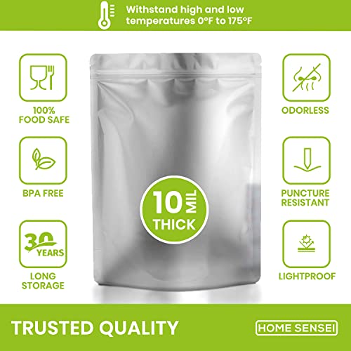 10pcs 5 Gallon Mylar Bags for Food Storage - 10 Mil Thick - Mylar Bags 5 Gallon with Oxygen Absorbers 2500cc - Ziplock Resealable Mylar Bags - Bolsas Mylar 5 Galones