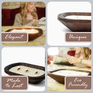 Wick Wooden Dough Bowl Gift Boxed Candle | Beautifully Packaged | High Fragrance Load | Long Burn Times (Lavender, Small)