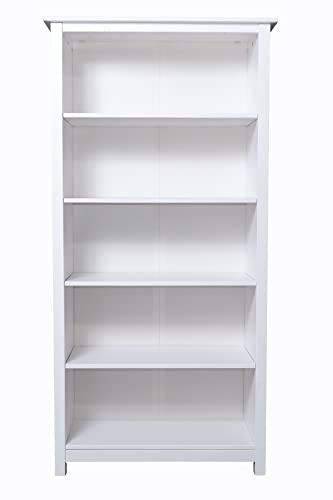 Solid Pine Wood Bookcase Shelf (White) (BC003)