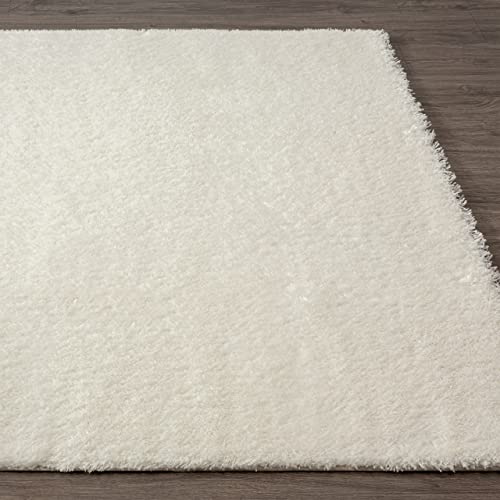 LUXE WEAVERS Fluffy Shag White 5x7 Area Rug for Bedroom, Kids Room Soft Plush Non-Shed Carpet