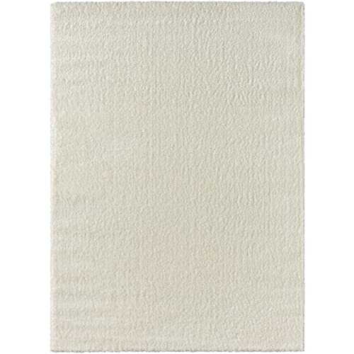 LUXE WEAVERS Fluffy Shag White 5x7 Area Rug for Bedroom, Kids Room Soft Plush Non-Shed Carpet