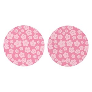 Floral Bubblegum Pink 2.75 x 2.75 Ceramic Car Coasters Pack of 2