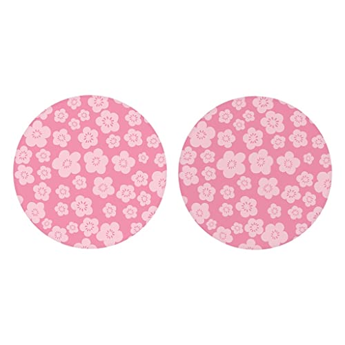 Floral Bubblegum Pink 2.75 x 2.75 Ceramic Car Coasters Pack of 2