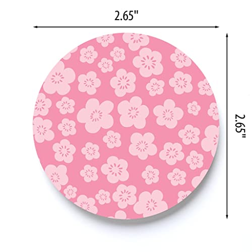 Floral Bubblegum Pink 2.75 x 2.75 Ceramic Car Coasters Pack of 2