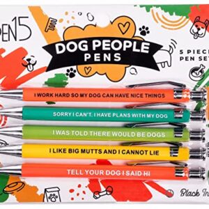 MilkToast Brands Funny Dog People Pens, A snarky gag gift for pet owners or coworkers, Black pens DG101 5 Count (Pack of 1)