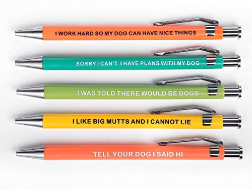 MilkToast Brands Funny Dog People Pens, A snarky gag gift for pet owners or coworkers, Black pens DG101 5 Count (Pack of 1)