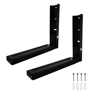 bqkkwin microwave bracket wall mount, foldable kitchen stretch microwave oven stand shelf rack load 100 lb, (black)