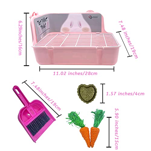 kathson Guinea Pig Litter Box,Bunny Potty Training,Plastic Square Small Animal Toilet,for Hamster Chinchilla Ferret Hedgehog Gerbil (Pink)