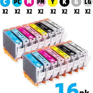 CLI42 CLI-42 Ink Cartridges Replacement for Canon Pixma Pro-100 Pro-100S Inkjet Printer (2BK, 2C 2M 2Y 2PC 2PM 2GY 2LGY 16-Pack)