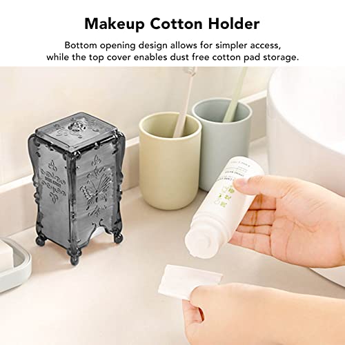 Agatige Cotton Pad Holder, Butterfly Rose Flower Cotton Pad Dispenser with Cover for Home(Translucent Grey)