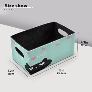 Cute Cartoon Cat Storage Basket Felt Storage Bin Collapsible Towel Storage Decorative Baskets Organizer for Clothes Towels Magazine