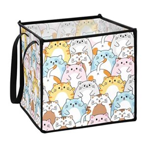 kigai cute colorful cats cube storage bins,foldable toys organizer boxes cubby bins with dual handles for nursery home drawer storage box decorative,closet shelves,hangable