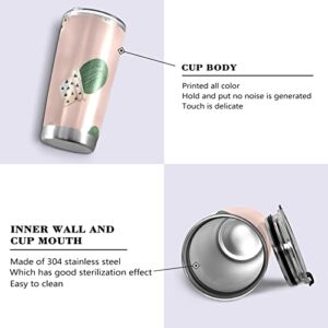 WELLDAY Pink Cactus Stainless Steel Tumbler Cup with Straw & Lid Double Wall Vacuum Insulated Travel Mug Hot Cold Water Bottle Coffee Drinks Cup 20oz