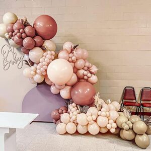 Dusty Pink Brown Balloon Garland Nude Tan Pink Rose Gold Metallic Double Stuffed Latex Party Balloons For Baby Shower Birthday Wedding Bachelorette Party Decorations