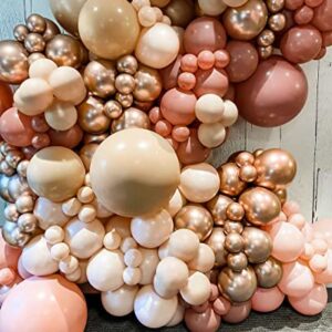 Dusty Pink Brown Balloon Garland Nude Tan Pink Rose Gold Metallic Double Stuffed Latex Party Balloons For Baby Shower Birthday Wedding Bachelorette Party Decorations