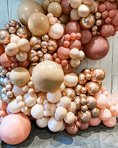 Dusty Pink Brown Balloon Garland Nude Tan Pink Rose Gold Metallic Double Stuffed Latex Party Balloons For Baby Shower Birthday Wedding Bachelorette Party Decorations