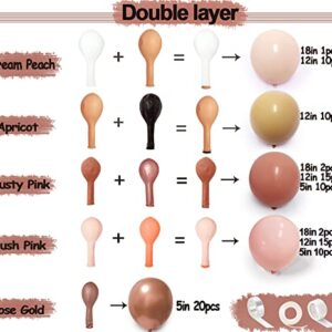 Dusty Pink Brown Balloon Garland Nude Tan Pink Rose Gold Metallic Double Stuffed Latex Party Balloons For Baby Shower Birthday Wedding Bachelorette Party Decorations