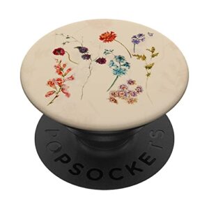 cute simple wildflowers pattern design floral on beige popsockets swappable popgrip