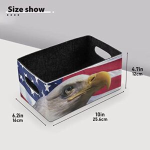 American Bald Hawk Storage Basket Felt Storage Bin Collapsible Shelves Basket Decorative Baskets Organizer for Kids Bedroom Magazine